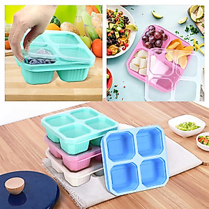 TKOnline Set of 8 Bento Snack Boxes, Meal Prep Container, 4 Compartments Leakproof Food Prep Containers for School, Work and Picnic