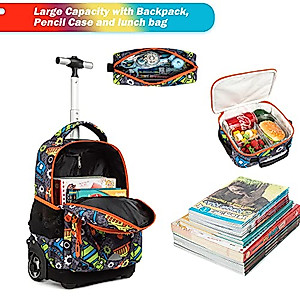 MOHCO Rolling Backpack 16 inch Kids Wheeled School Backpack Set for Boys and Girls