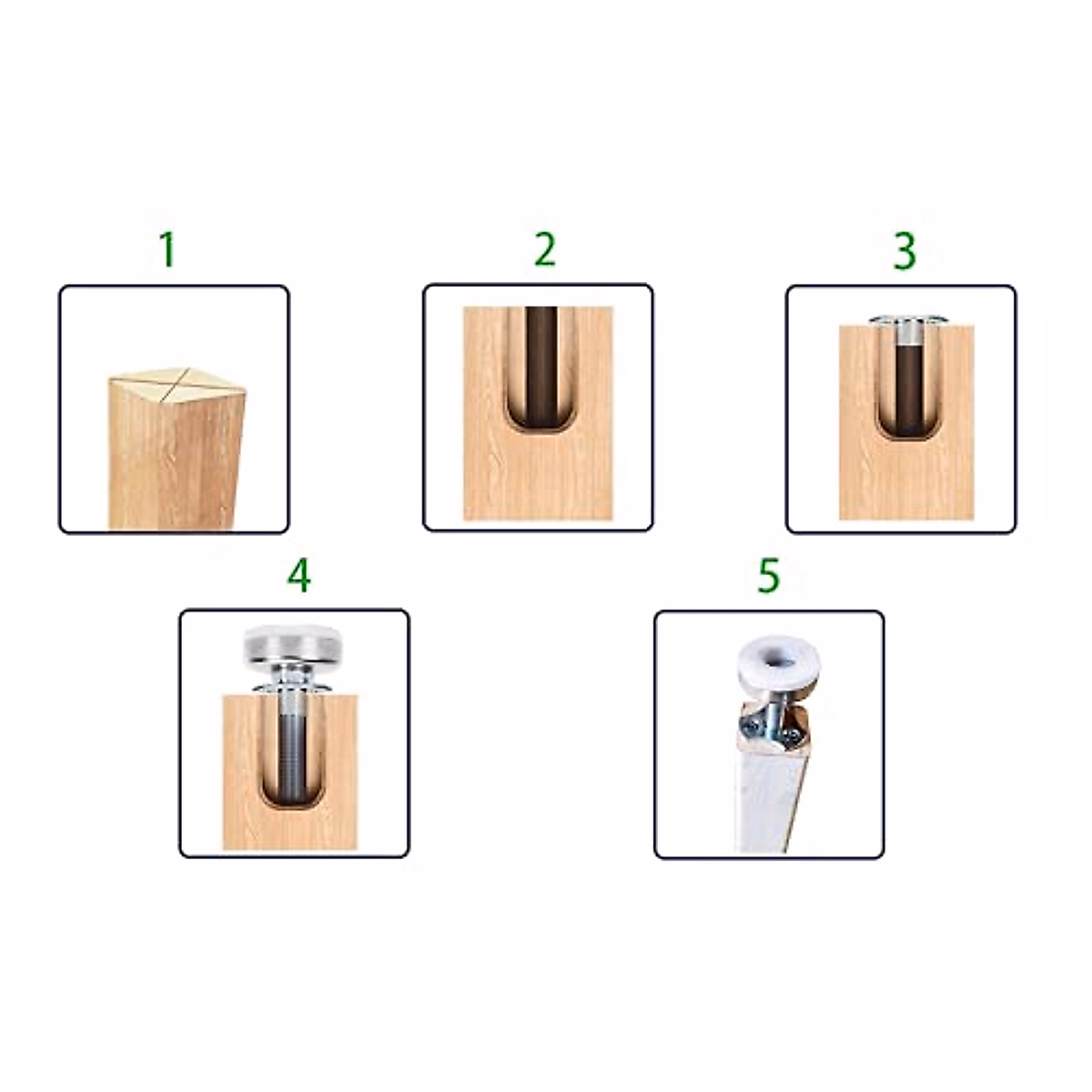 HanKun Adjustable Furniture Leveling Feet Furniture Leveler Tee Nut Kit 3/8-16 Inch Thread Size, Heavy Duty Furniture Legs for Cabinets or Tables to Adjust Height of Legs(Set of 4)