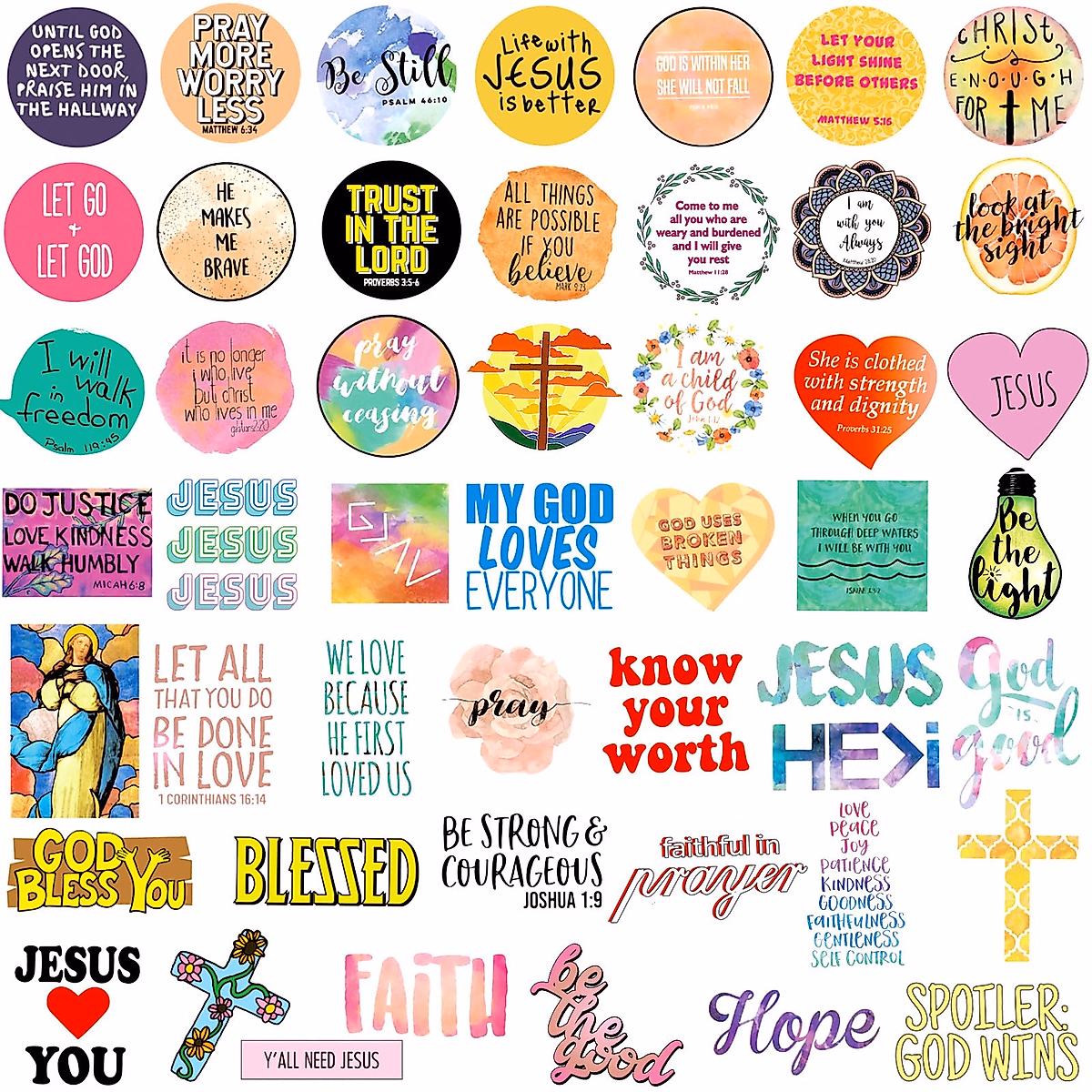 220Pcs Inspirational Christian Stickers, Waterproof Bible Verse Jesus Stickers for Water Bottles Laptop Scrapbook Journaling Planner, Bible Study Vision Board Supplies Christian Easter Gifts for Kids