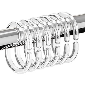 Resze 24 PCS Shower Curtain Rings, Plastic Clear Shower Curtain Hooks, C-Shaped Rings Hook Hanger Bathroom Shower Window Rod