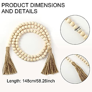 20 Pieces Decorative Balls for Bowls, Assorted Decorative Balls Set, Bowl Decorative Filler and 58 Inches Wood Bead Garland with Tassels for Vase Bowl Filler Table Decoration
