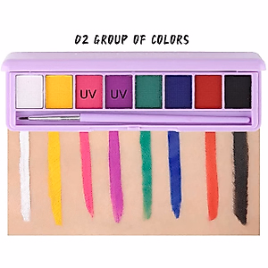Mysense 16 Colors Water Activated Eyeliner Palette,Neon Face Paint,Fluorescent Bright Rainbow Colorful Body Paint Makeup,Matte and UV Blacklight Graphic Eyeliner,With Eyeliner Brush