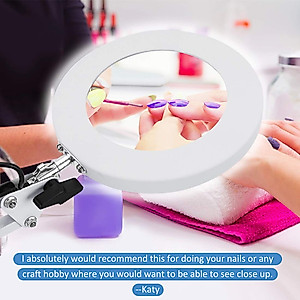 LANCOSC 2-in-1 Magnifying Glass with Light and Stand, 5X Real Glass Lens 3 Color Modes Stepless Dimmable, Adjustable LED Lighted Magnifier Desk Lamp with Clamp for Reading, Crafts, Close Works - White