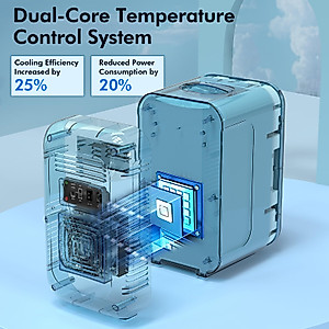 CALEN Mini Fridge with 2 Bottles, 6L/8 Cans Mini Fridge for Bedroom, Skincare Fridge 110V AC/12V DC Small Refrigerator for Food, Beverages, Cosmetics, Portable Mini Refrigerator for Office, Dorm, Car