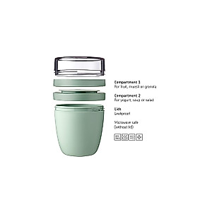 Mepal overnight oat jar - Mini - Practical Yoghurt Cup & Muesli Cup - Separate Compartments for Yoghurt & Muesli - Suitable for Freezer, Microwave & Dishwasher - 300 ml + 120 ml - Nordic Blue