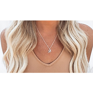 Silver B Necklace A-Z Letter Pendant Necklace for Women 14k Gold/Rose Gold Plated or 925 Sterling Silver Cute Pretty Dainty Girls Women's Capital Letter Necklace (B - Sterling Silver)