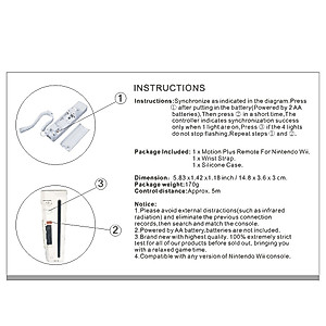 SIBIONO - Wii remote motion plus controller (2 Packs) for Nintendo Wii&Wii U Video Game Gamepads. (White)