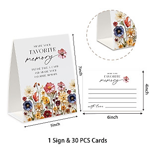 Xenseou Share A Memory Sign and Cards, Share A Memory Set for Celebration of Life/Birthday/Anniversary/Funeral/Graduation/Bridal Shower Game, Keepsake Funeral Card, Simple Funeral Memory Card-SAM07