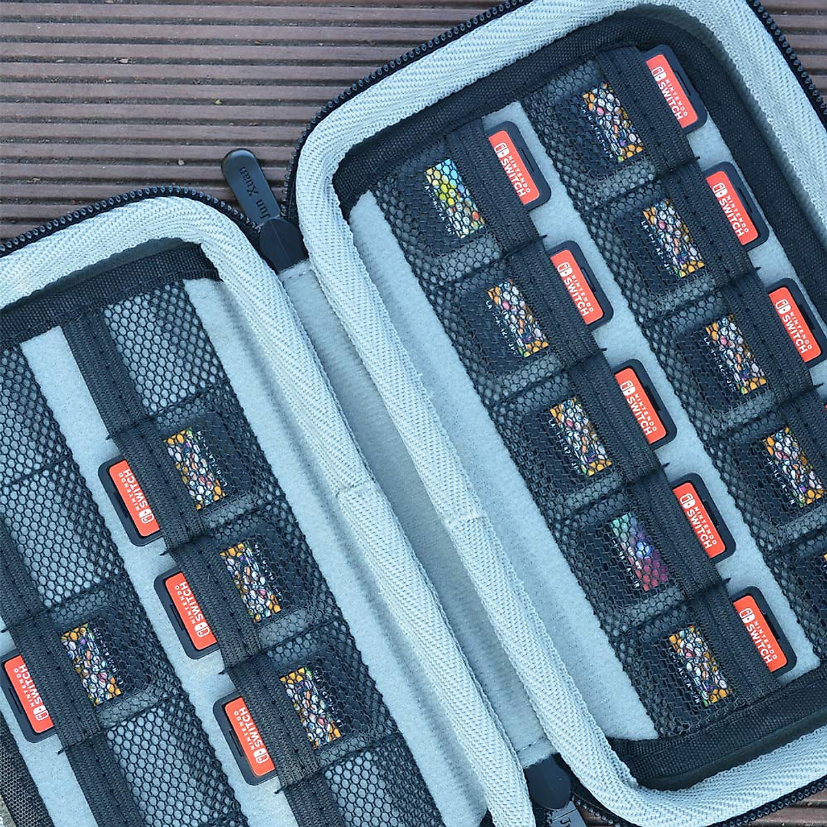 Jun Xuan Game Card Storage Case for Nintendo Switch Cartridges - Holds 40 Games - Black/Grey