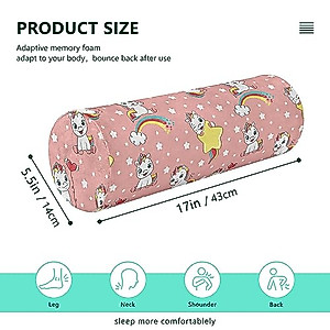 Vnurnrn Unicorns Neck Support Pillow Round Neck Roll Bolster Cylinder Pillow Cervical Pillows Knee Pillow for Leg Knee Back Head Support for Camp Study Work Men