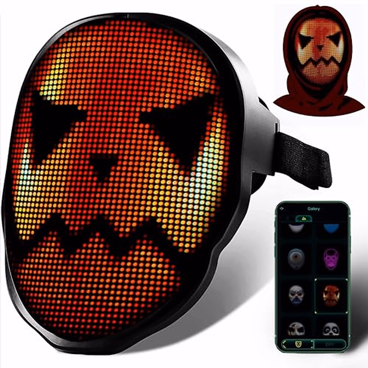 AINSKO LED Mask With Face Transforming-Light Up programmable mask,cool led mask,LED light up screen mask,led mad mask,Party Costumes Cosplay