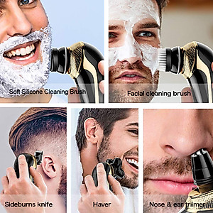 Head Shavers for Bald Men-Flowind Electric Razor for Men with LED Display, Faster-Charging 5D Floating Waterproof Mens Shaver with Hair Clippers,Nose Hair Trimmer Gold…