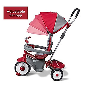Radio Flyer 4-in-1 Stroll 'N Trike, Red Tricycle for Toddlers Age 1-5, Toddler Bike
