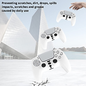 Silicone Sleeve, Removeable Dustproof Non Slip Shockproof Comfort Controller Grip Cover for PS5(white)