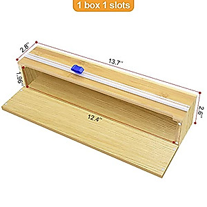 Sizet SIZET Bamboo Wood Plastic Wrap Dispenser with Cutter, Foil and Wax Paper Organizer Dispenser Drawer Compatible Brown 1 box 1 slots 1 box 1 slots 1 box 1 slots