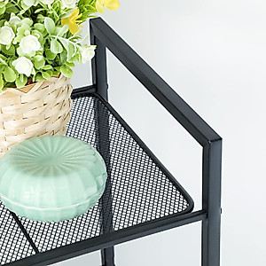 SONGMICS 5-Tier Storage Rack, Bathroom Shelf, Extendable Plant Stand with Adjustable Shelf, for Bathroom, Living Room, Balcony, Kitchen, Black UBSC35BK