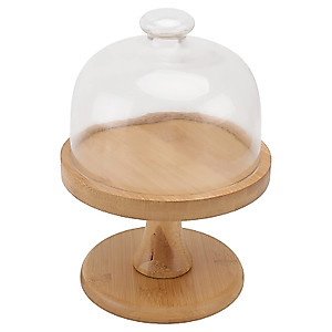 VALICLUD 1 Set Tall Cake Pan Dome Cake Pan Wooden Display Stand Round Cake Carrier Food Serving Tray Kitchen Serving Platter Dessert Dome Cover Wood Bread Plate Food Cover Plate Kit Butter