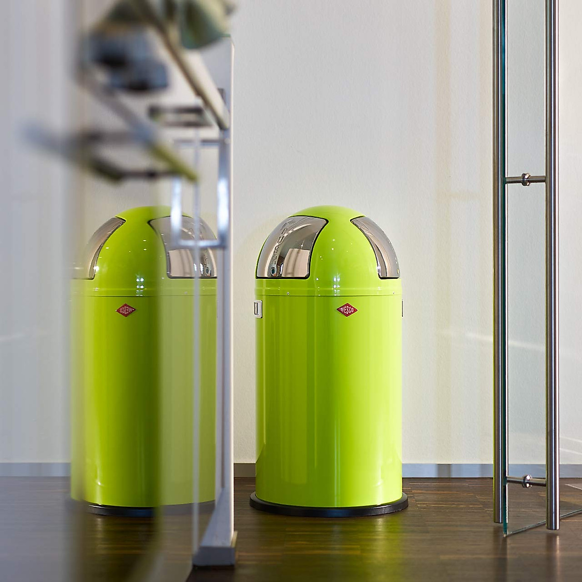 WESCO Push Two 175861-20 Double Push Bin & Metal Liner, 13.2 gal (50 L)