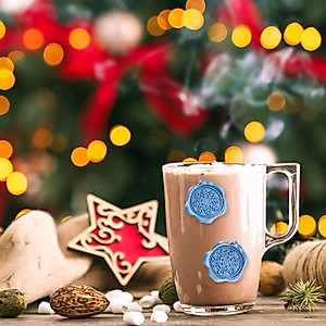 Whaline 80Pcs Christmas Wax Seal Stickers Snowflake Envelope Seal Stickers 3D Blue Snowflake Self-Adhesive Embossed Stickers for Xmas Winter Greeting Invitation Cards Packages Gift Decor, 4 Design