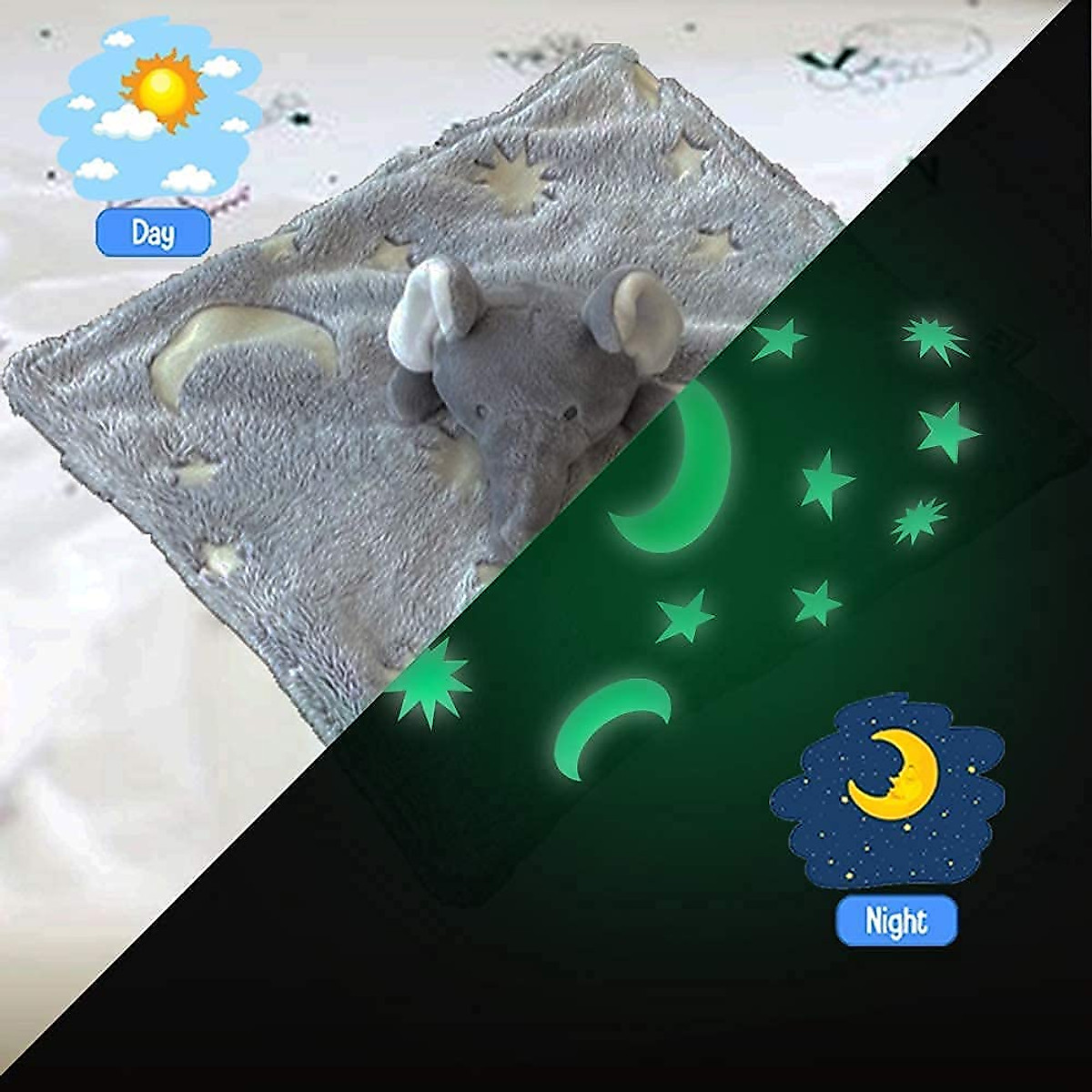 Believe BigDreams Loveys for Babies Girls - Baby Stuffed Animals for Newborn Boy - Grey Polyester Baby Security Blanket Stuffed Elephant for Baby Glows in The Dark…