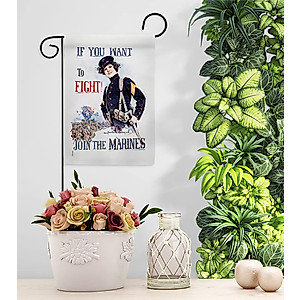 USBrotherhood Join Garden Flag Set Wall Holder Armed Forces Marine Corps USMC Semper Fi United State American Military Veteran Retire House Banner Small Yard Gift Double-Sided, Made in USA