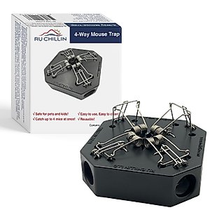 RU CHILLIN Multi Catch Mice Traps | 4-in-1 | Mouse Traps for Home Indoor & Outdoor | Small Rat Traps That Work | Reusable Rodent Traps | Trampas para Ratones | Pet and Child Friendly (Black)