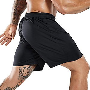 MIER Men's Quick-Dry Athletic/Soccer/Basketball Shorts Without Pockets No Liner Running Workout Training Active Shorts, Black, XL