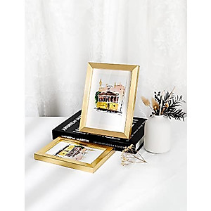 Annecy 5x7 Picture Frames (4 Pack, Gold), Simple Designed Photo Frame, For Pictures 5x7 for Wall or Table Display, Classic Simple Home Office Decor