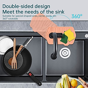 BYTELIVE 2-Pack Silicone Sink Splash Guard, Mini Size 9.6" x 6", Double-sided Design Self Drainin Sink Mat for Kitchen, Bathroom, Sink Sponge Holder (2-Pack Gray)