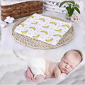 Muslin Swaddle Square Blankets Baby Receiving Blanket Wrap Swaddle Towel for Girl Shower Gift - Banana