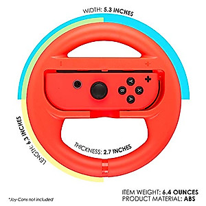 EVORETRO Racing wheel controller grip compatible for Nintendo Switch steering wheels, Nintendo switch controller grip, Mario Kart 8 and Racing games (Comes in Red Blue)
