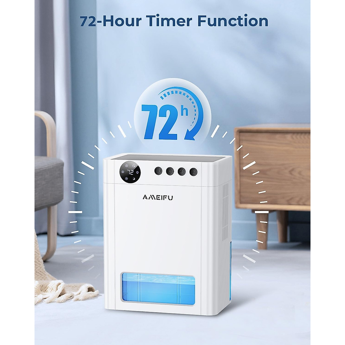 Dehumidifier, AMEIFU Dehumidifier for Basement, 135 OZ Water Tank, (900 sq.ft) Quiet Dehumidifier for Home Bedroom Bathroom RV Closet with Auto Shut Off, Sleep Mode, 7 Colors LED Light, White