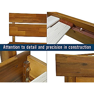 Acacia Aurora 14 Inch Wood Platform Bed, Bed Frame with Headboard, Queen Size, Caramel