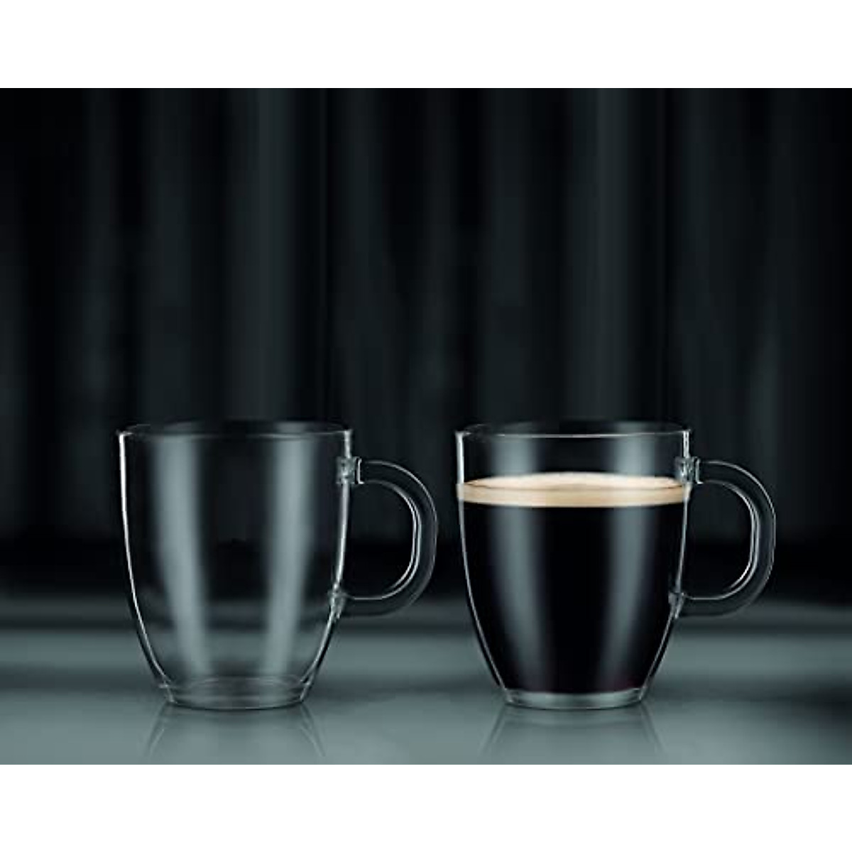 Bistro Coffee Mug Single-Wall Glasses, 12 Ounce (2-Pack), Clear