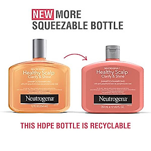 Neutrogena Exfoliating Healthy Scalp Clarify & Shine Shampoo for Oily Hair and Scalp, Anti-Residue Shampoo with Pink Grapefruit, pH-Balanced, Paraben & Phthalate-Free, Color-Safe, 12oz