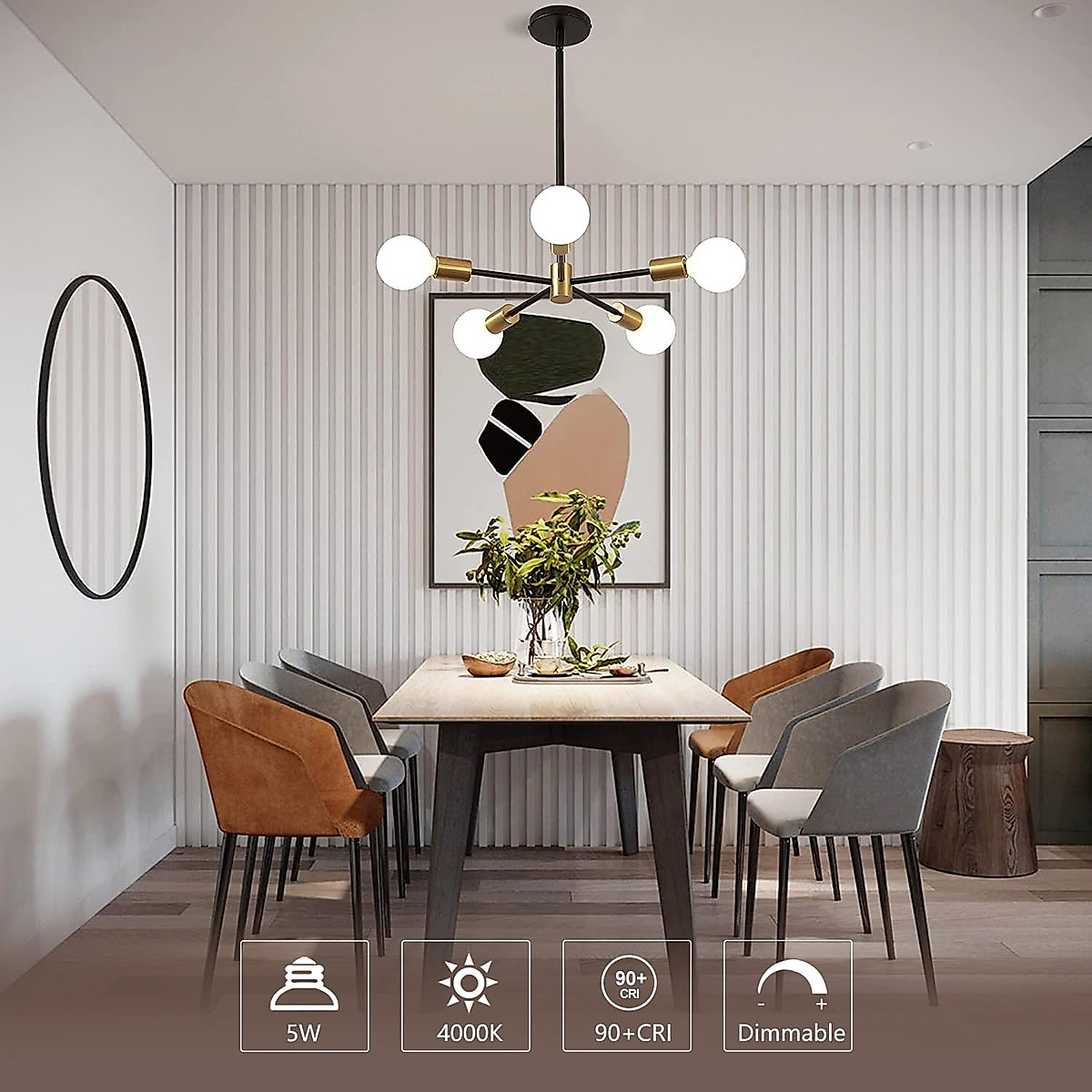 KGC LED Edison Globe Light Bulbs, Neutral White 4000K CRI 90, LED Filament Light Bulb, 5W Equivalent to 40W, G25(G80) Dimmable, Milky Glass, Bathroom Vanity Mirror Light, Pack of 6