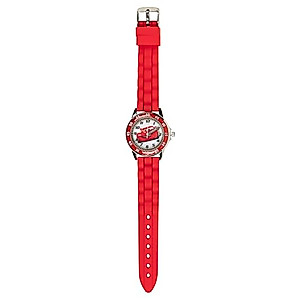 Disney Pixar Cars Kids' Time-Teaching Watch – Lightning McQueen Design with Red Silicone Strap, Easy-to-Read Dial, and Adjustable Fit for Wrists 5.5" to 8"