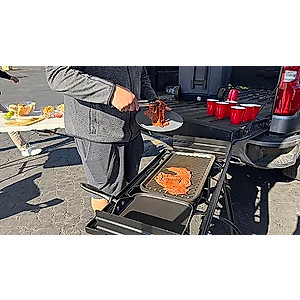 Flame King Outdoor Propane Double Dual Burner Stove 200K BTU Turkey Fryer/Camp Cooker, Portable with Stand Great for Backyard Cooking, Home Brewing & Canning