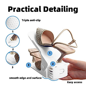 Yashong Shoe Slots Organizer, 24PCS Adjustable Double Layer Stack Shoe Rack, 50% Space-Saving Storage Rack Holder, White