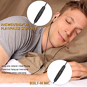 DARK WOLF Sleep Earphone,Soft Earbuds with Mic,Noise Cancelling,in-Ear earpods for Side Sleeper, 3.5mm Jack Air Travel,Snoring,Gym Meditation& Relaxation (Black)