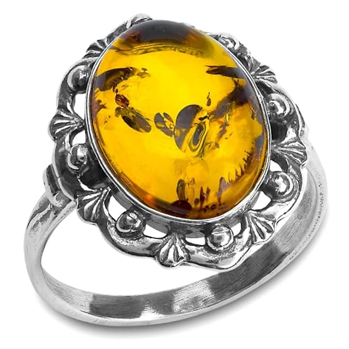 Ian and Valeri Co. Amber Sterling Silver Oval Ring