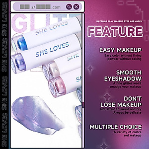 Easilydays 8 Colors Glitter Eyeshadow Liquid, Metallic Chameleon Eyeshadow Polarized Light Not Smudged Eye Shadow, Multi-Dimensional Finish For Bold Eye Looks Eye Makeup for Women and Girls Eye Brightening Flash Makeup (#03)