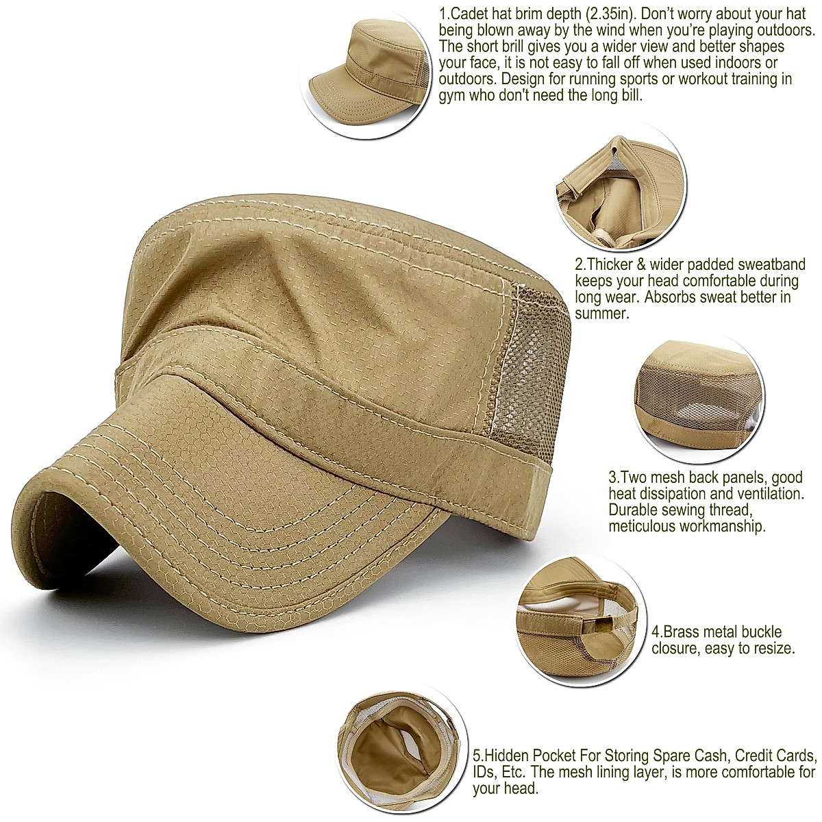Redsharks Womens Army Cap Military Cap for Mens Castro Patrol Corp Beige Khaki