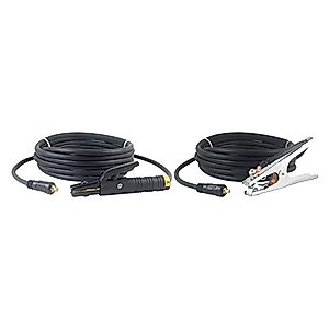 150 Amp Welding Leads Assembly Set - Dinse 10-25 Connector - #4 AWG Cable (15 FEET Each Lead)