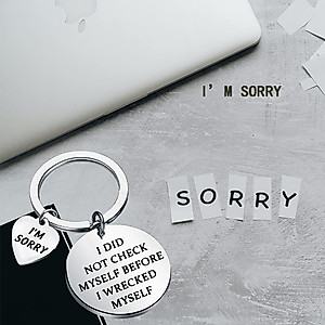 TGBJE I'm Sorry Gift I Did Not Check Myself Before I Wrecked Myself Keychain Forgiveness Gift Apology Keychain Gift For Best Friend (wrecked myself kc)