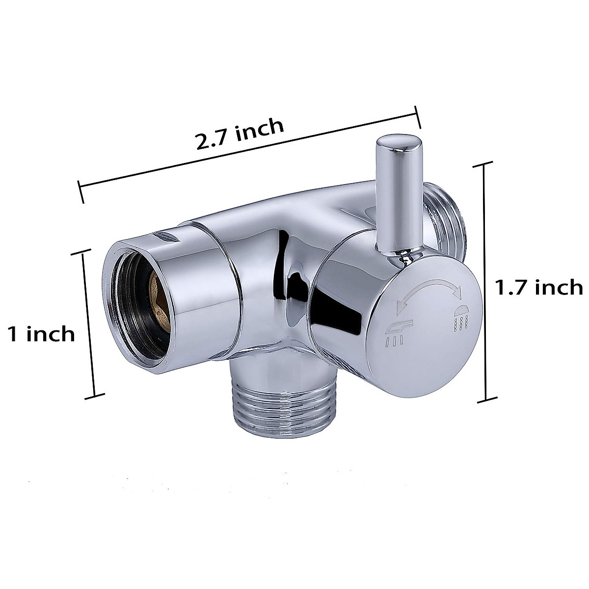 G-Promise Solid Metal Shower Arm Diverter for Hand Held Showerhead and Fixed Spray Head ∣ G 1/2 3-Way Bathroom Universal Shower System Replacement Part (Chrome)
