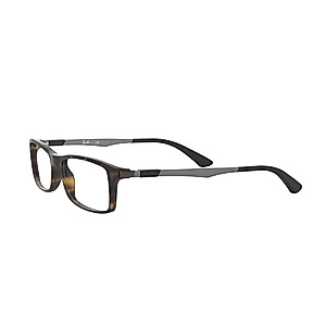 Ray-Ban RX7017 Rectangular Prescription Eyeglass Frames, Matte Black/Demo Lens, 52 mm