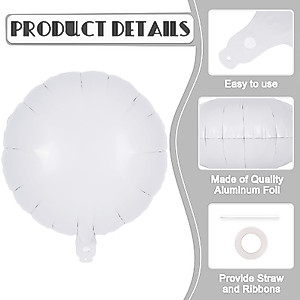 20 Pcs Round Shaped Balloons,18 Inch Round Foil Balloon,Giant Round Mylar Balloon Helium Balloons for Birthday Party Baby Shower Wedding Decorations (White)