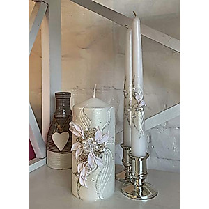 Magik Life Unity Candle Set for Wedding - Wedding Accessories for Reception and Ceremony - Candle Sets - 6 Inch Pillar and 2 10 Inch Tapers - Decorative Pillars White